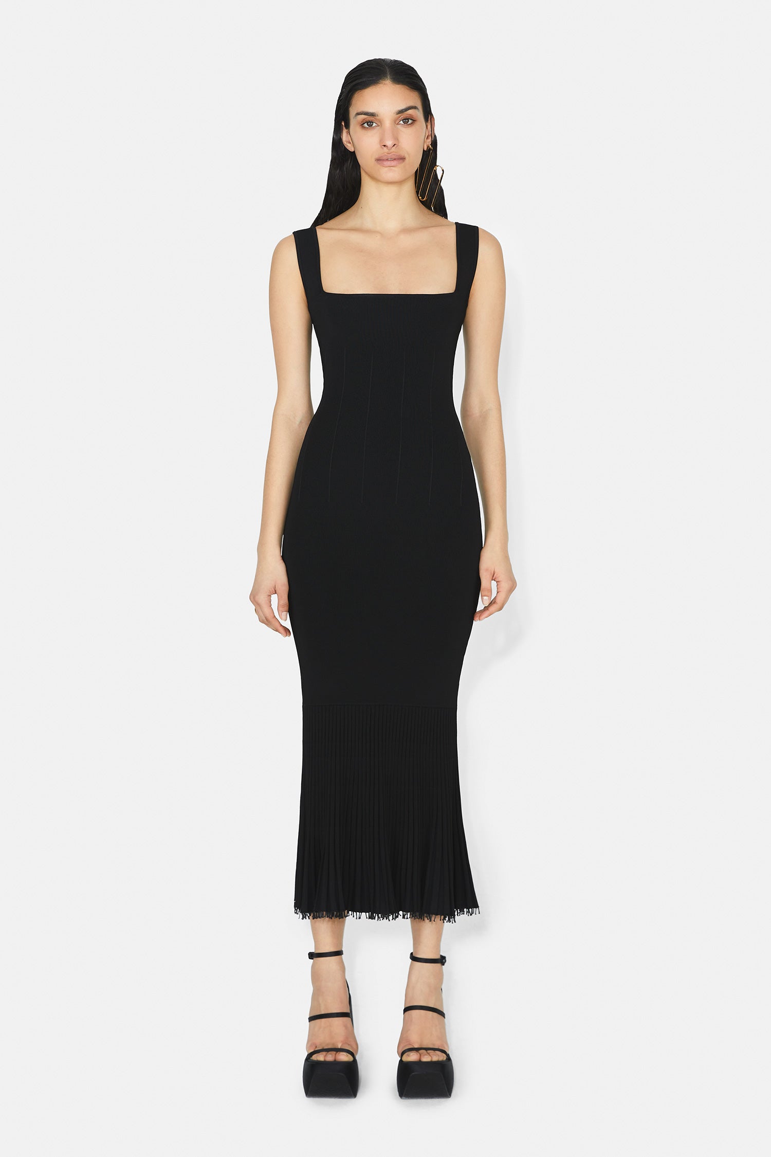 Beaded Atalanta Long Dress Black Galvan London